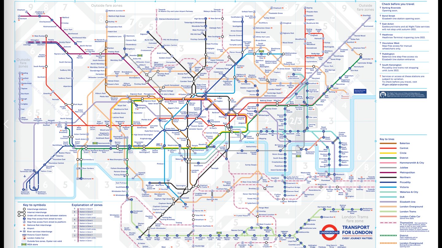 London tunnelbana - linjekarta, biljetter och priser